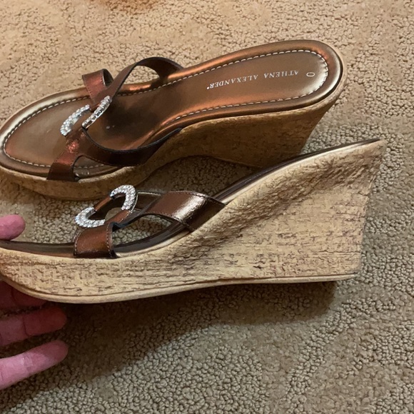 Athena Alexander | Shoes | Athena Alexander Wedge Bronze Sandal With ...